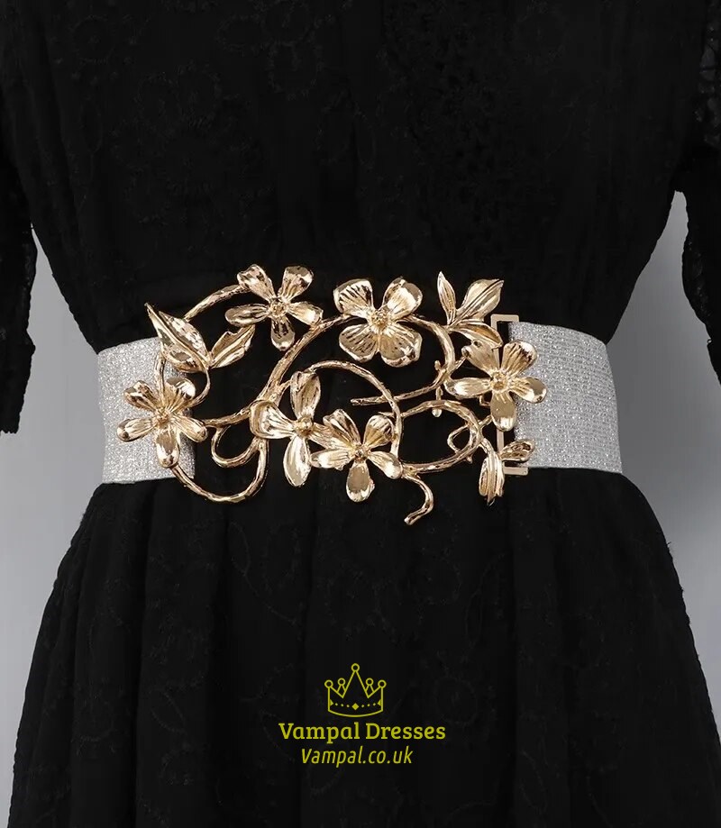 Gold Elegant Floral Buckle Corset Belt For Dresses And Coats | Vampal ...