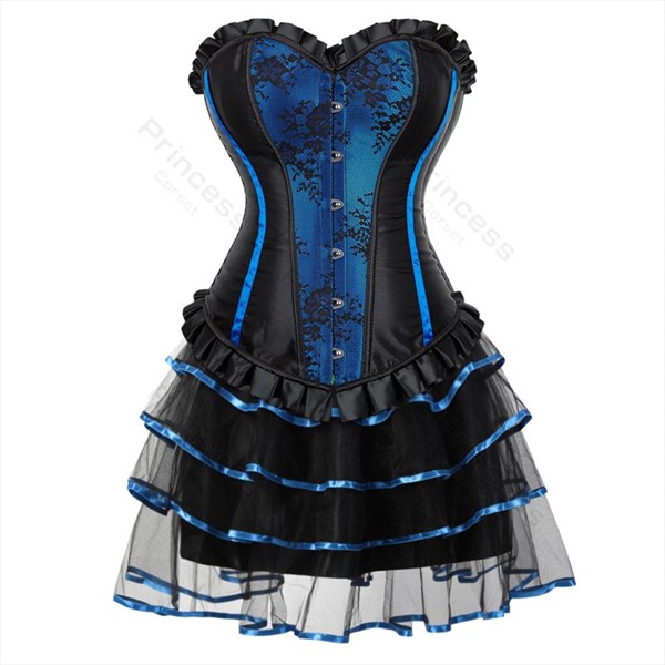 Red Gothic Corset Dress Women Showgirl Outfits Plus Size Lace Bustier ...