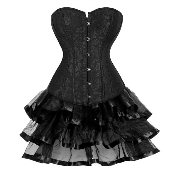 036 Red 3 Overbust Corset Dress Tutu Skirt Showgirl Dance Costume Red ...
